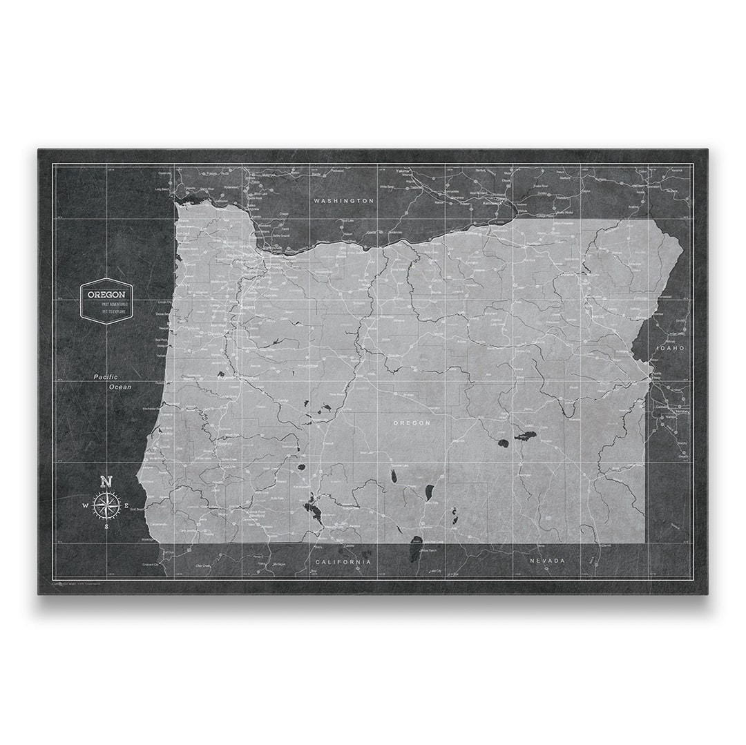 Oregon Map Poster Modern Slate Style Travel Map - Etsy