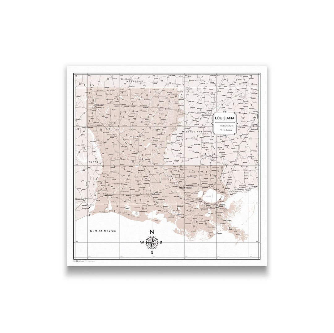 Louisiana Map Poster Light Brown Color Splash - Etsy