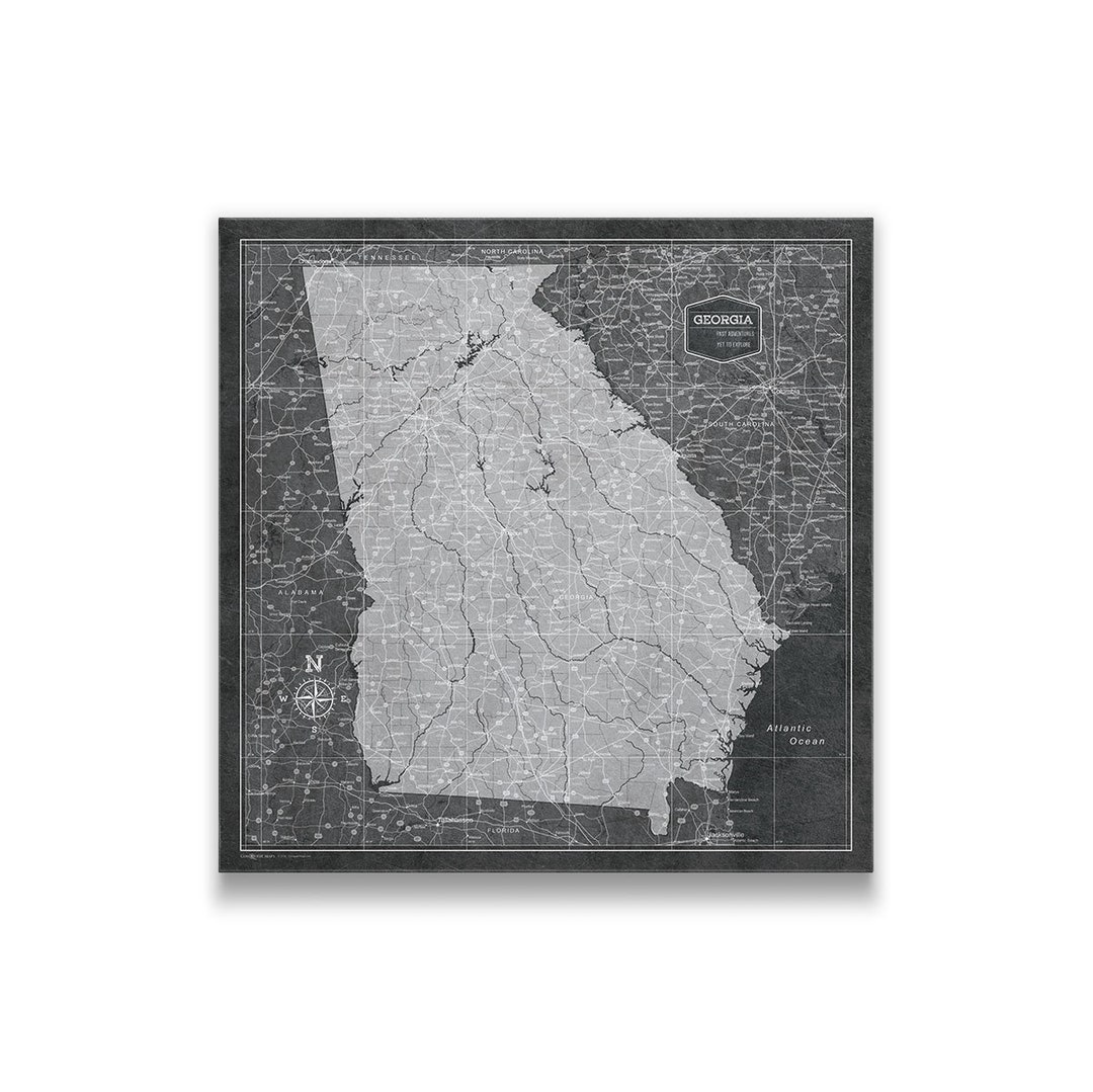 Georgia Map Poster - Modern Slate Style Travel Map - Etsy