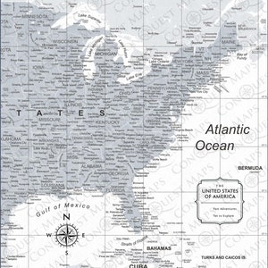 Push Pin USA Map pin Board Light Gray Color Splash - Etsy