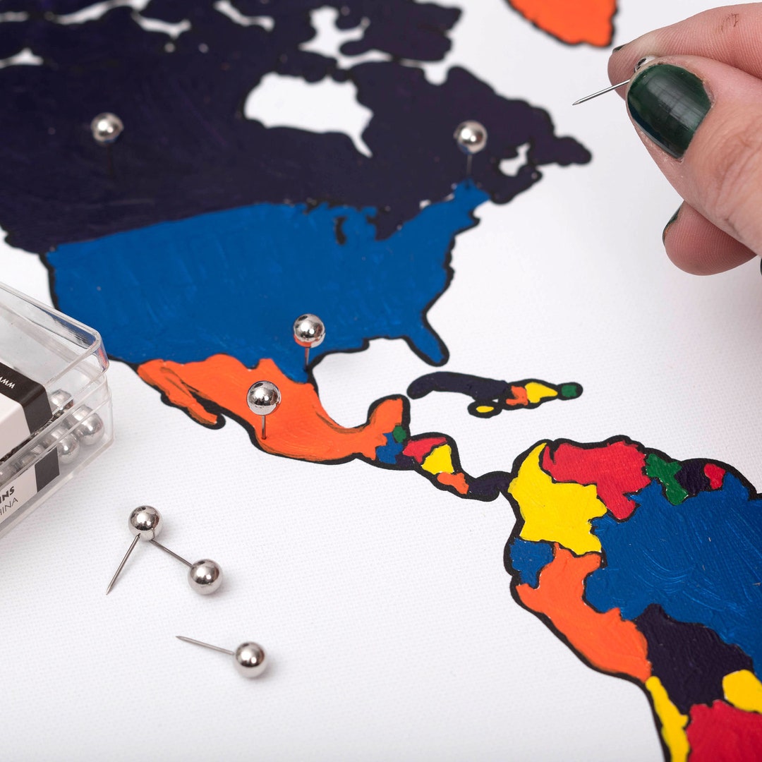 Paint Your Own Mini World Map Coloring Map DIY Blank Map Wall Art Push ...