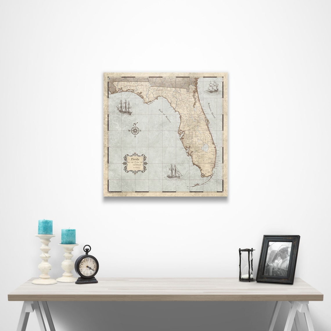 Florida Travel Push Pin State Map - Rustic Vintage Cork Pin Board ...