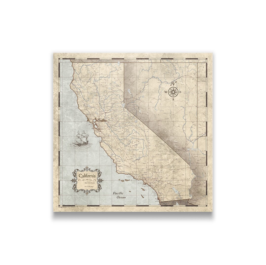 California Travel Push Pin State Map - Rustic Vintage Cork Push Pin ...
