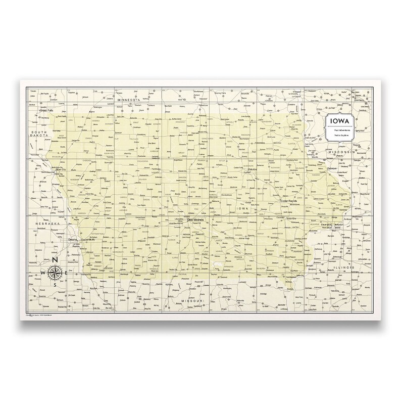 Iowa Map Poster Yellow Color Splash - Etsy