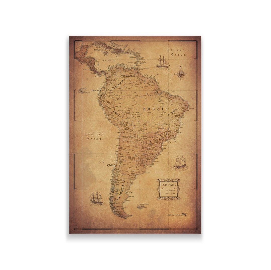 Push Pin South America Map Pin Board Golden Aged - Etsy
