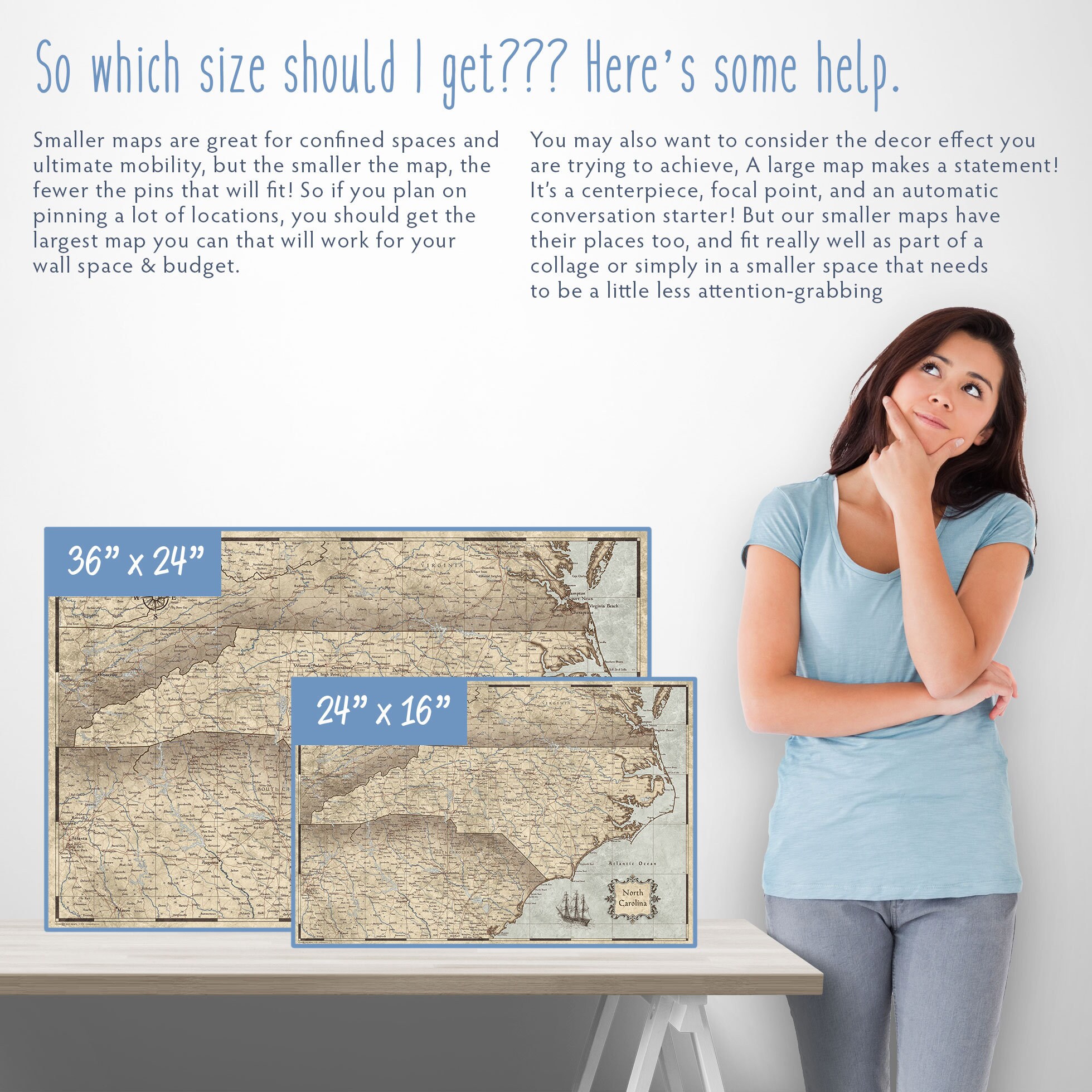 North Carolina Map Poster Rustic Vintage Style Travel Map | Etsy