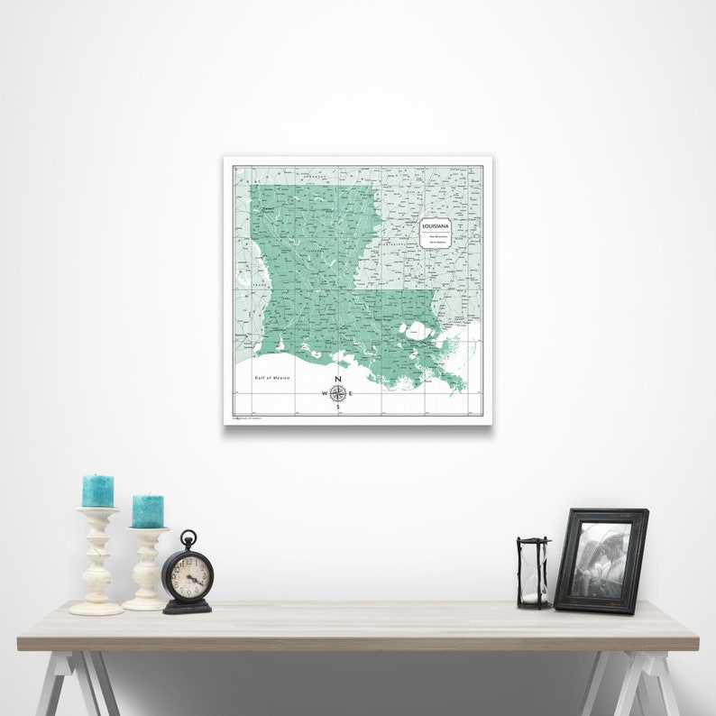 Louisiana Map Poster Green Color Splash - Etsy