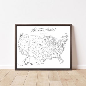 Push Pin Mini USA Travel Map - Cities & States Labeled - Personalizable ...