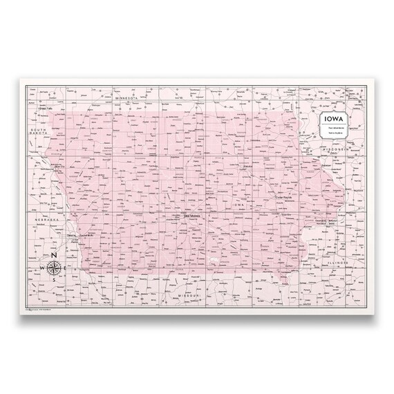 Push Pin Iowa Map pin Board Pink Color Splash | Etsy