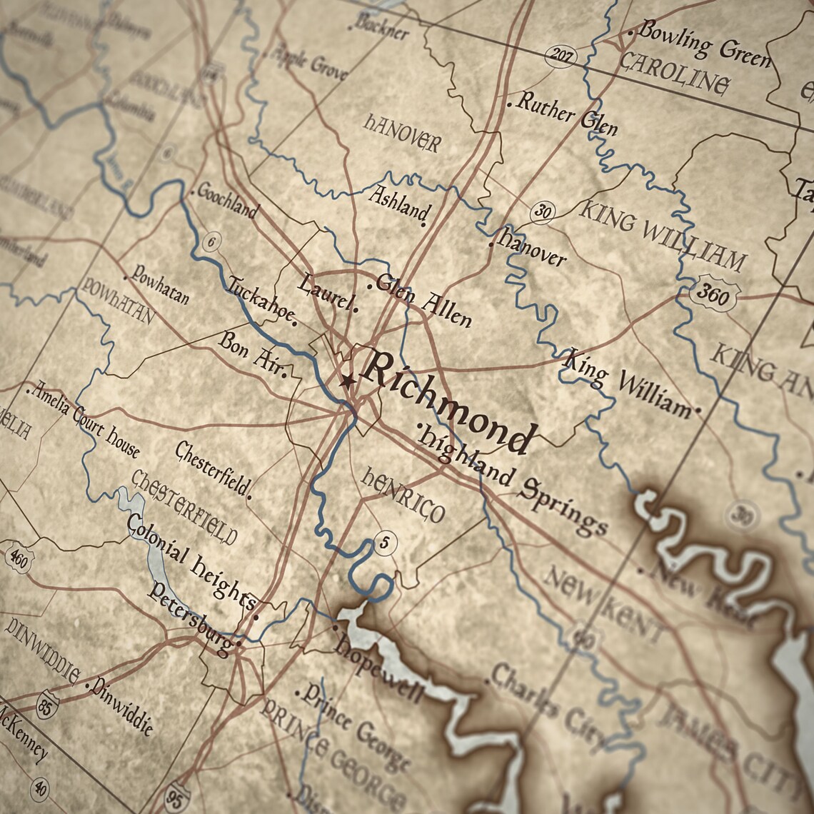 Virginia Map Poster Rustic Vintage Style Travel Map | Etsy