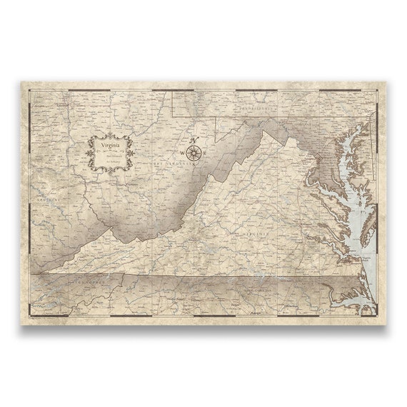 Virginia Travel Push Pin State Map Rustic Vintage Cork Pin | Etsy
