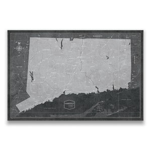 Connecticut Map Poster Modern Slate Style Travel Map - Etsy