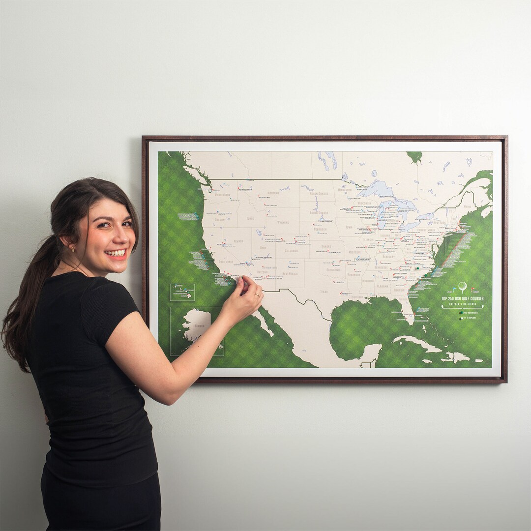 Explore 250 Golf Courses on USA Map Pin Board - Perfect Gift for Golf ...