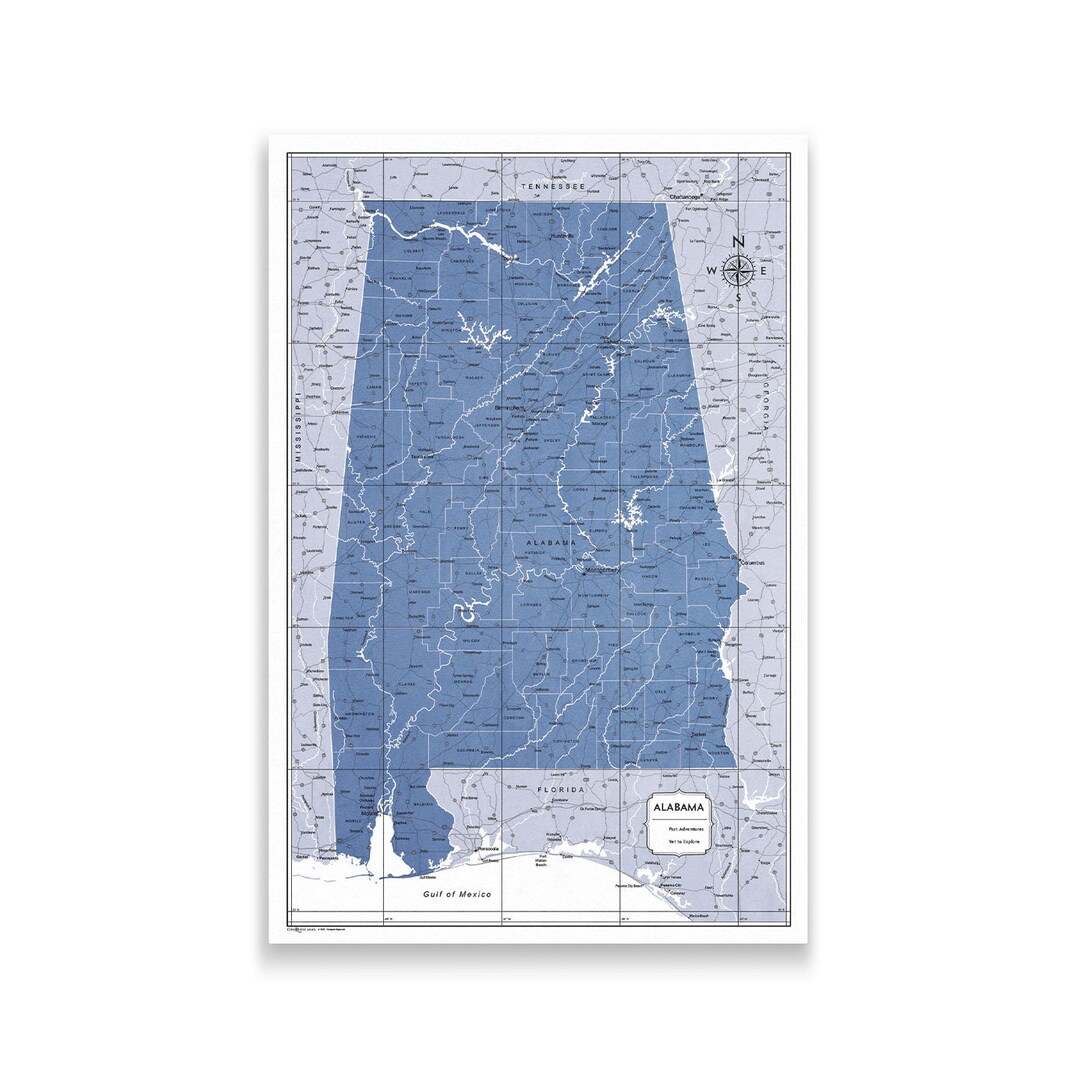 Push Pin Alabama Map pin Board Navy Color Splash - Etsy