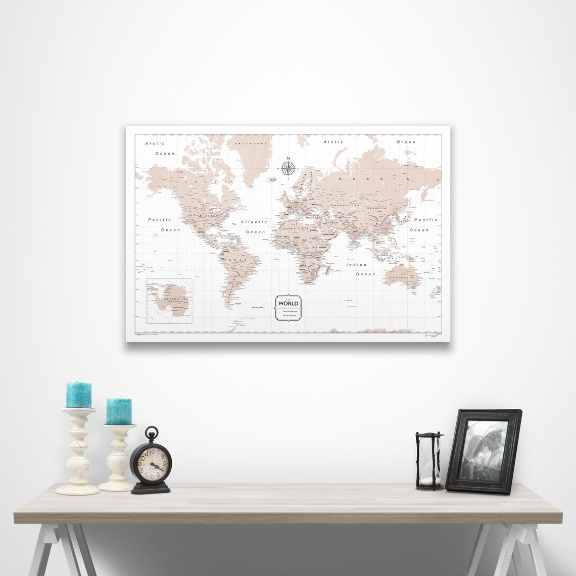 World Map Poster Light Brown Color Splash | Etsy