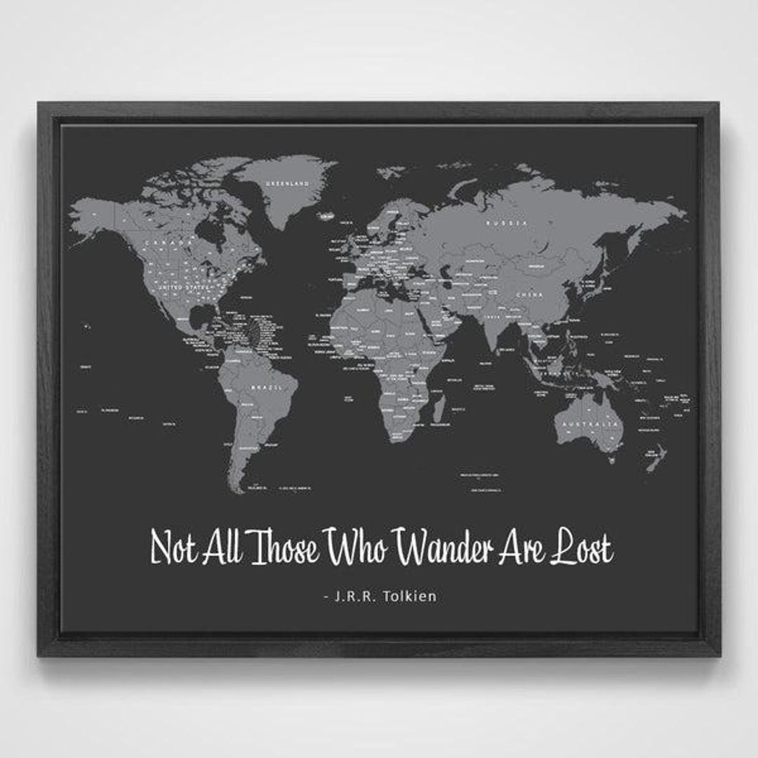 Push Pin Mini World Travel Map (color: Midnight) - Personalizable Cork ...