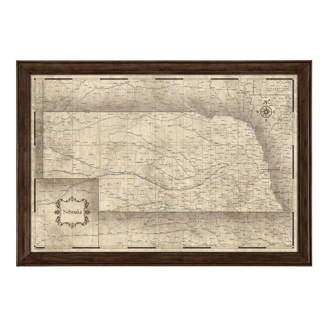 Nebraska Map Poster Rustic Vintage Style Travel Map | Etsy
