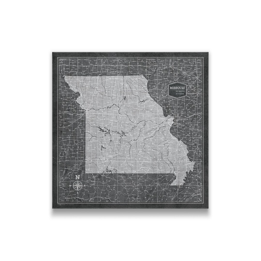Missouri Travel Push Pin State Map - Modern Cork Pin Board Canvas ...
