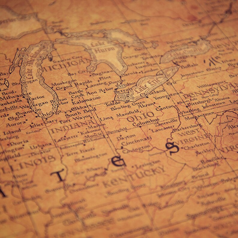 Old USA Map Style - Current Travel Map Poster (golden Aged Style) - Etsy