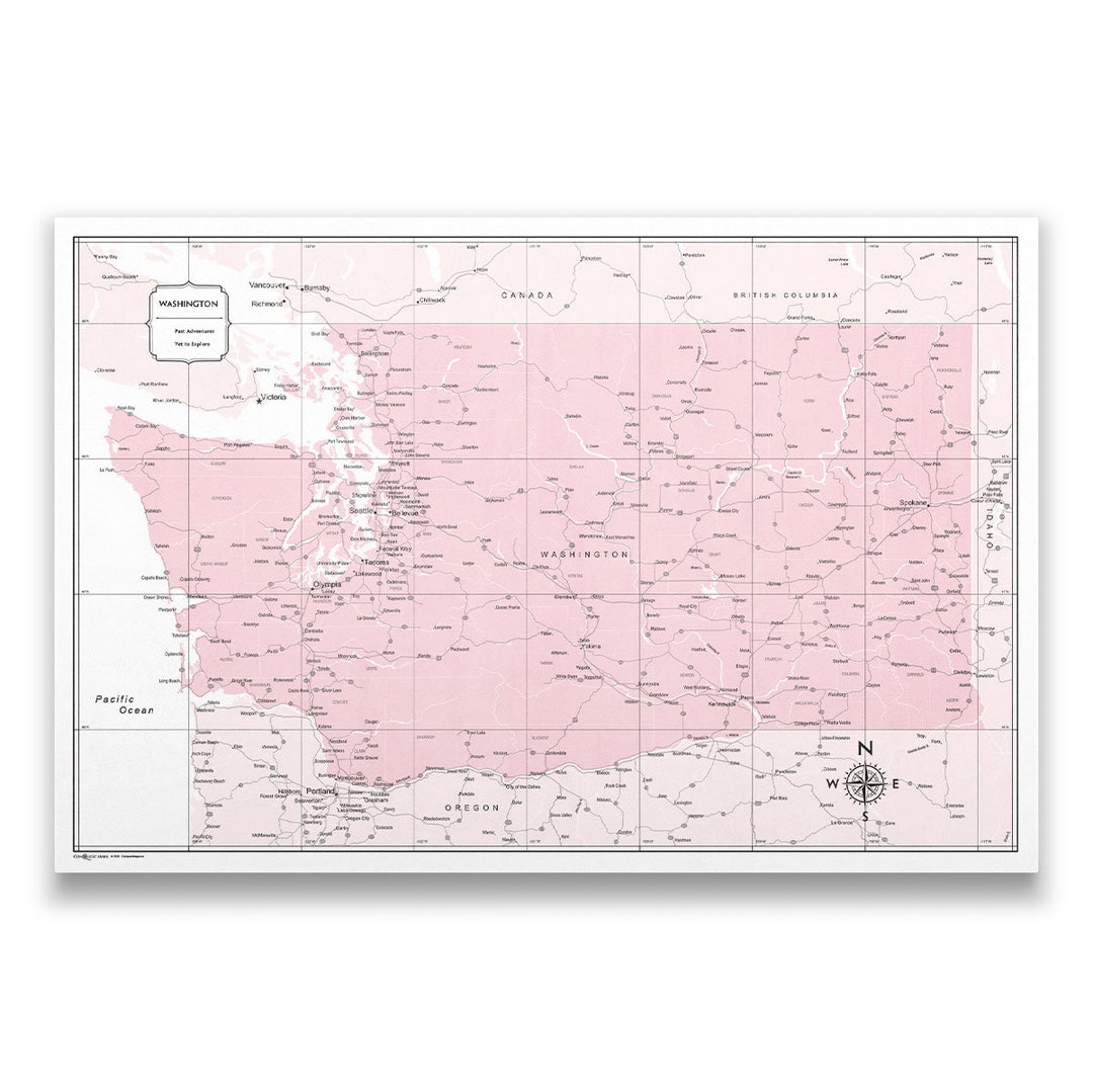 Washington Map Poster - Pink Color Splash - Etsy