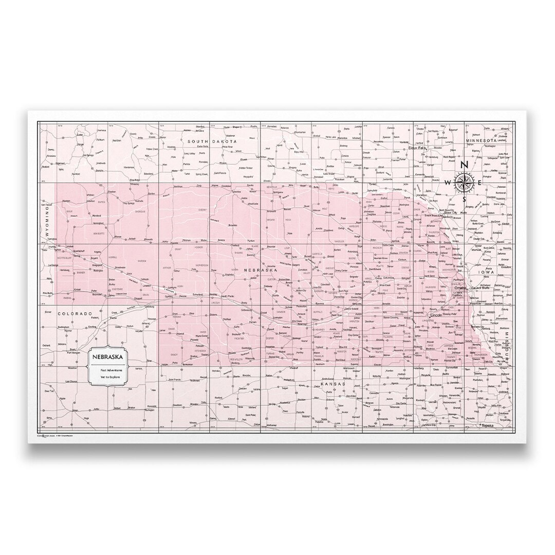 Nebraska Map Poster Pink Color Splash - Etsy