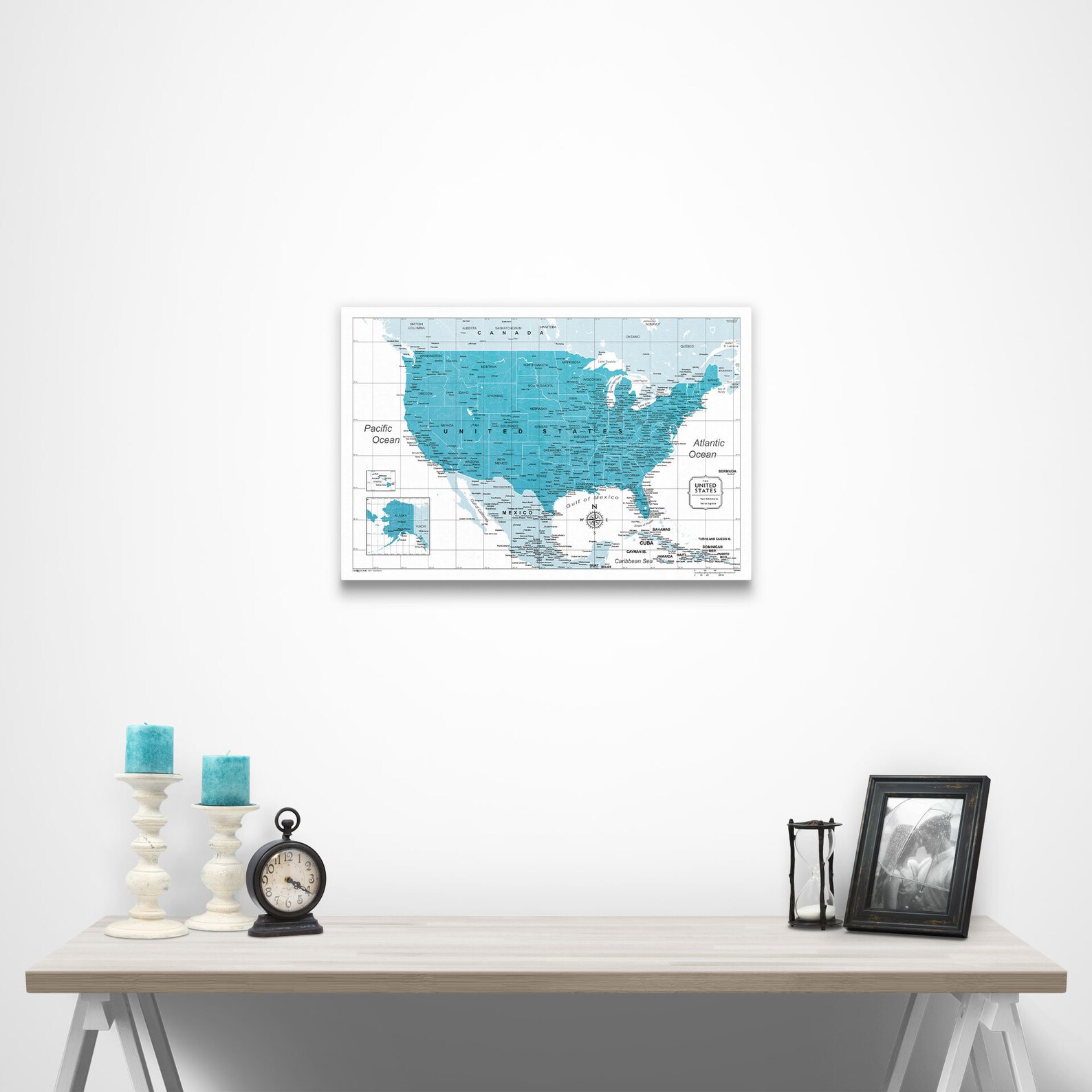 Push Pin USA Map (pin Board) - Teal Color Splash - Etsy