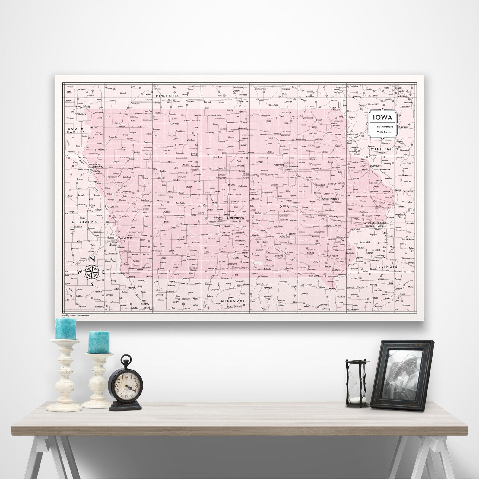 Push Pin Iowa Map pin Board Pink Color Splash - Etsy