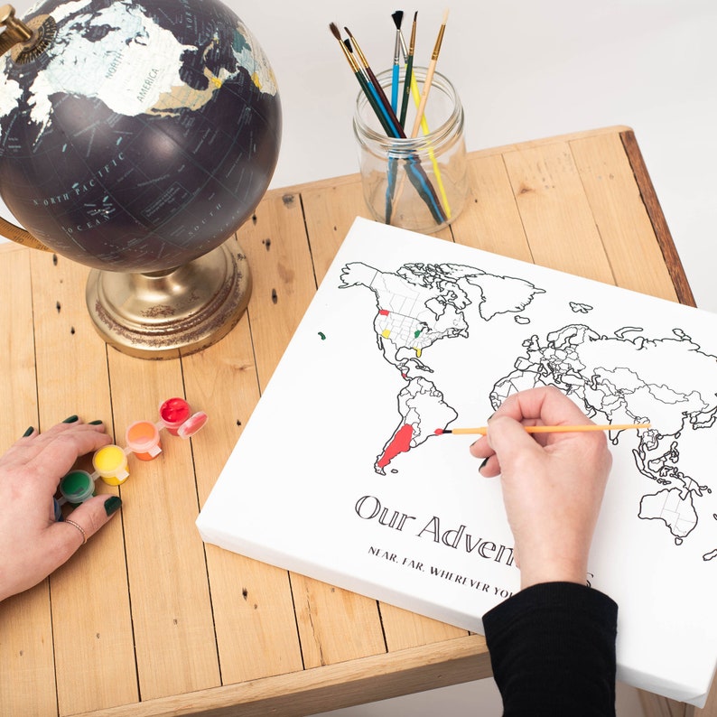 Paint Your Own Mini World Map - Coloring Map - DIY Blank Map Wall Art ...