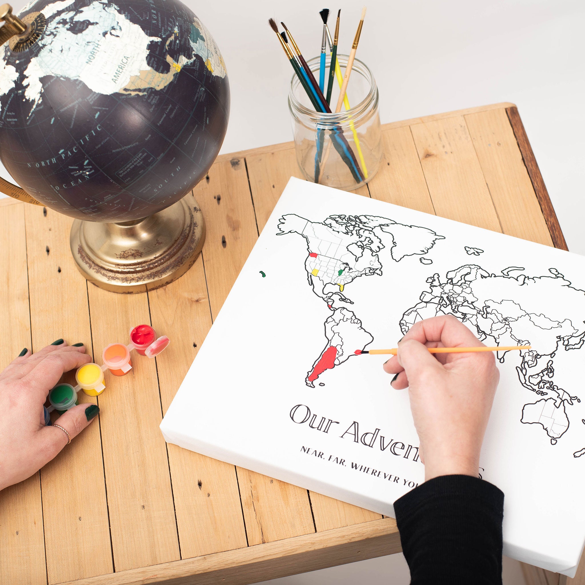 Paint Your Own Mini World Map - Coloring Map - DIY Blank Map Wall Art ...