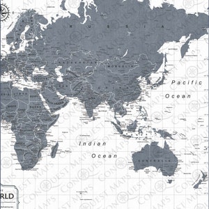 Push Pin World Map (pin Board) - Dark Gray Color Splash - Etsy