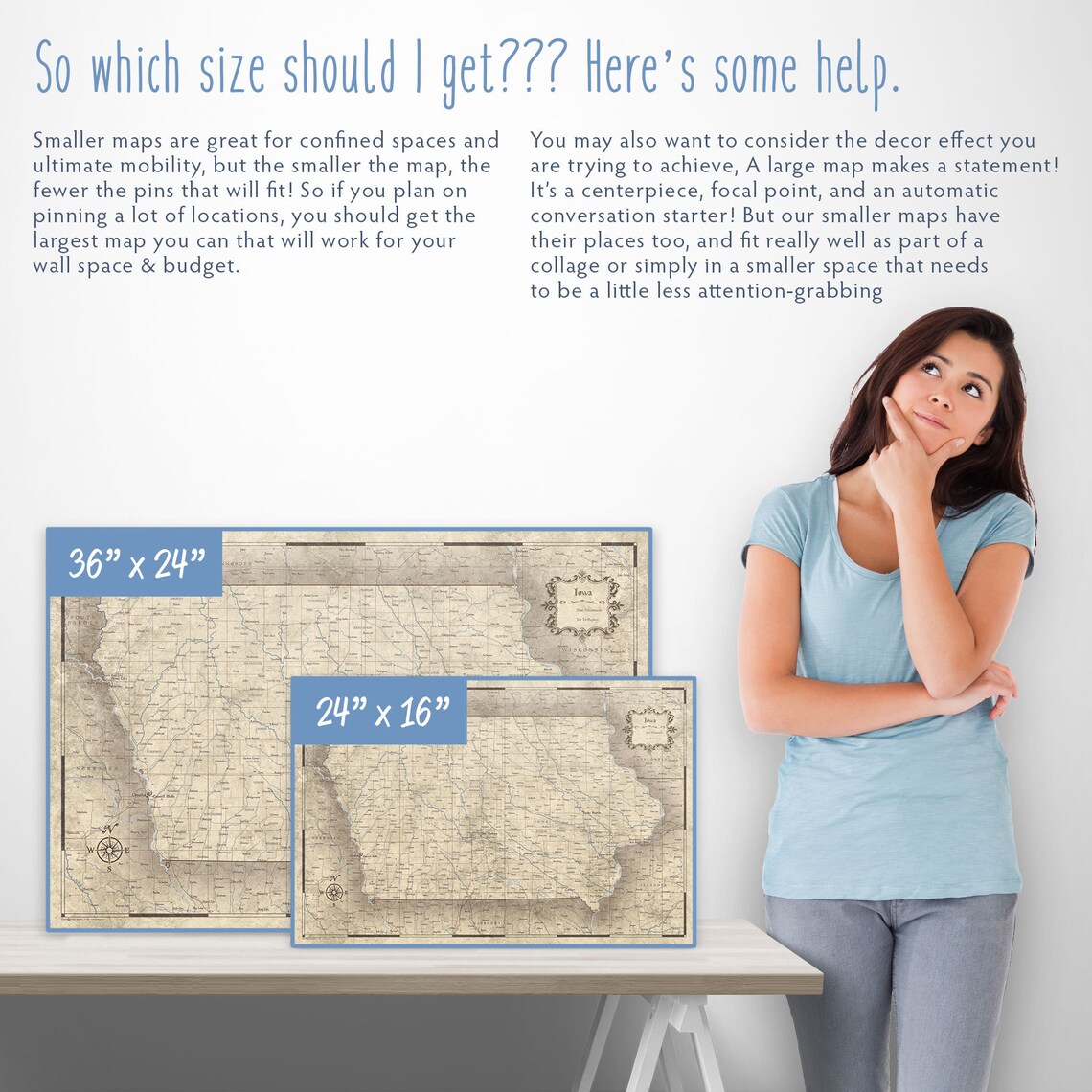 Iowa Travel Push Pin State Map - Rustic Vintage Cork Pin Board Canvas ...