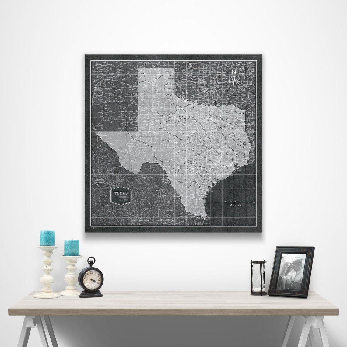 Texas Travel Push Pin State Map Modern Cork Pin Board Canvas - Etsy