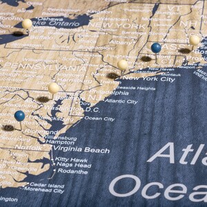 Push Pin USA Travel Map - Pin Board or Poster - Canvas Navy Blue and ...