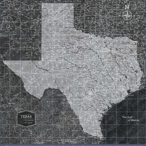 Texas Travel Push Pin State Map - Modern Cork Pin Board Canvas (modern ...