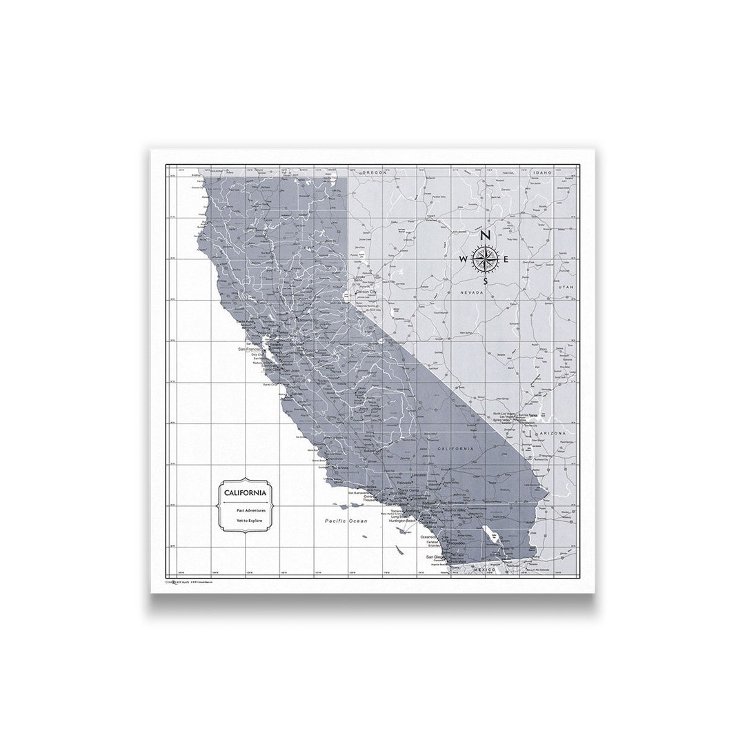 California Map Poster - Dark Gray Color Splash - Etsy
