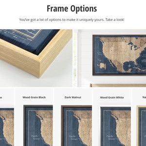 Push Pin USA Travel Map - Pin Board or Poster - Canvas Navy Blue and ...