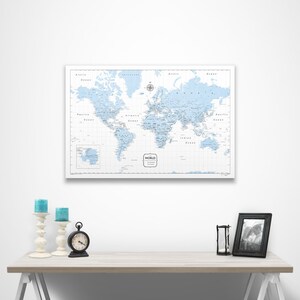 World Map Poster - Light Blue Color Splash - Etsy