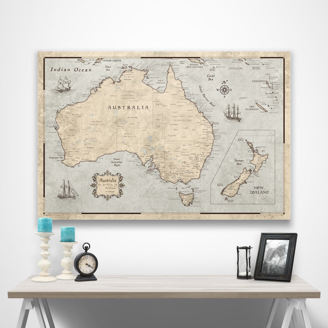 Push Pin Australia Map Pin Board Rustic Vintage - Etsy