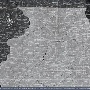 Illinois Travel Push Pin State Map - Modern Cork Pin Board Canvas ...