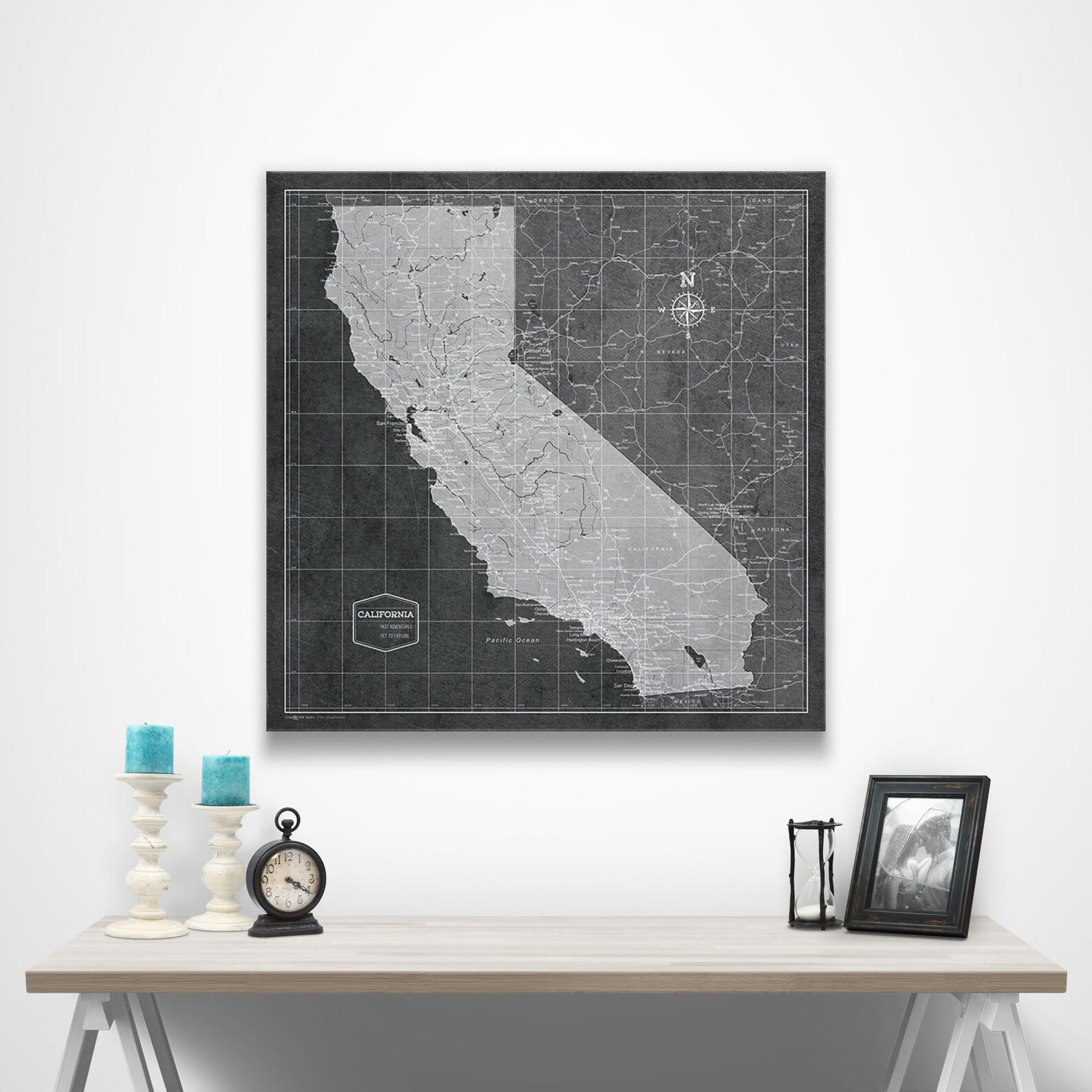 California Travel Push Pin State Map - Modern Cork Push Pin Canvas ...