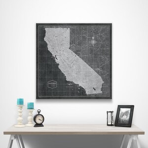 California Travel Push Pin State Map - Modern Cork Push Pin Canvas ...