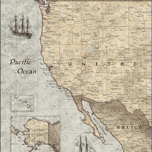 Push Pin USA Travel Map - Rustic Vintage Cork Pin Board Canvas Map - Etsy