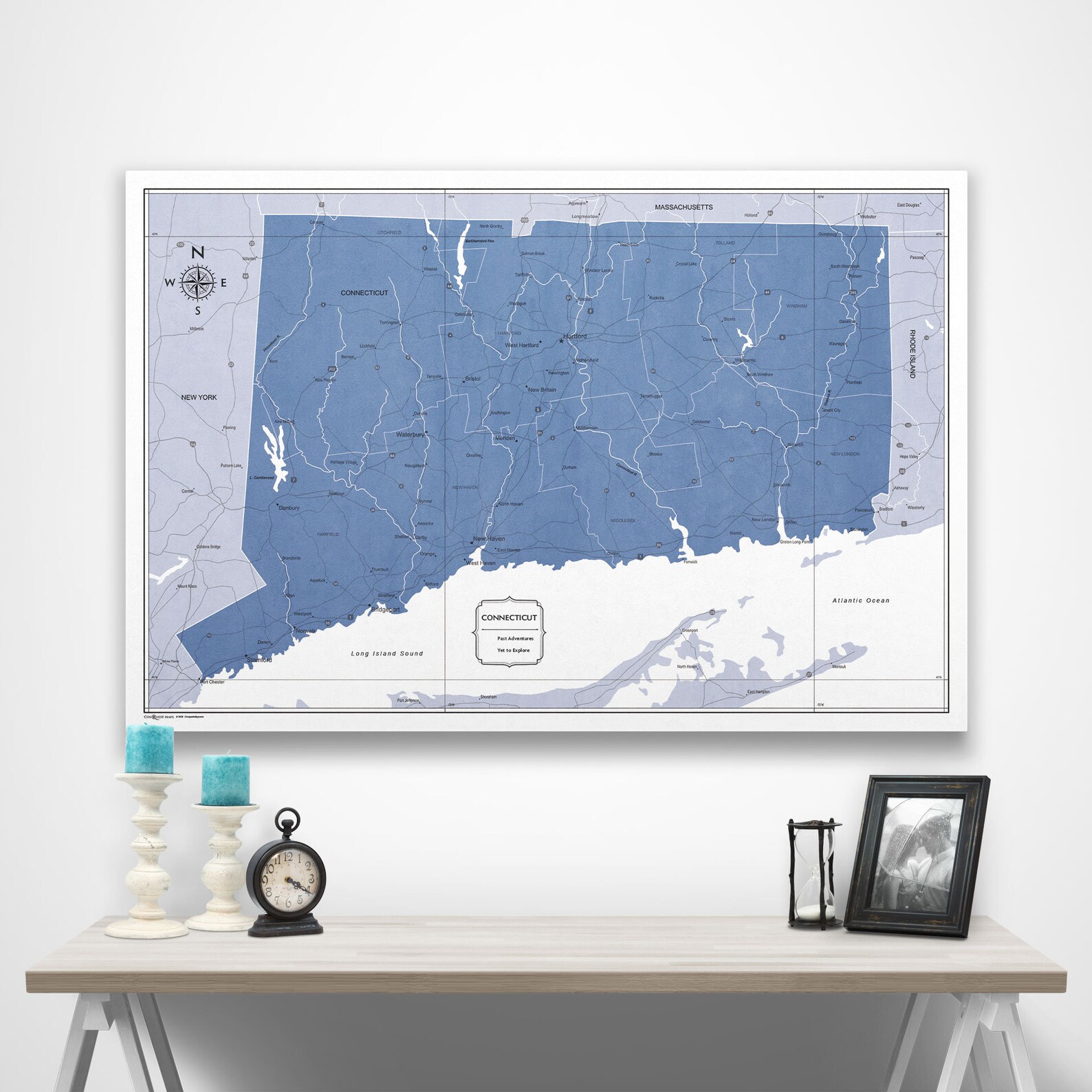 Connecticut Map Poster Navy Color Splash | Etsy