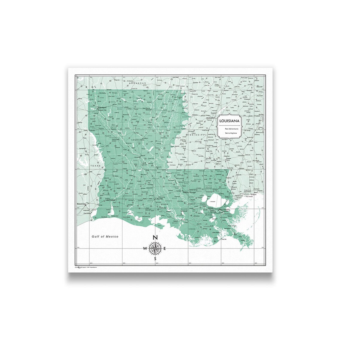 Louisiana Map Poster Green Color Splash - Etsy