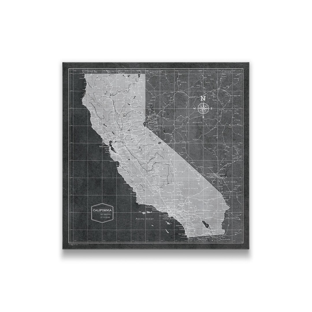 California Travel Push Pin State Map - Modern Cork Push Pin Canvas ...