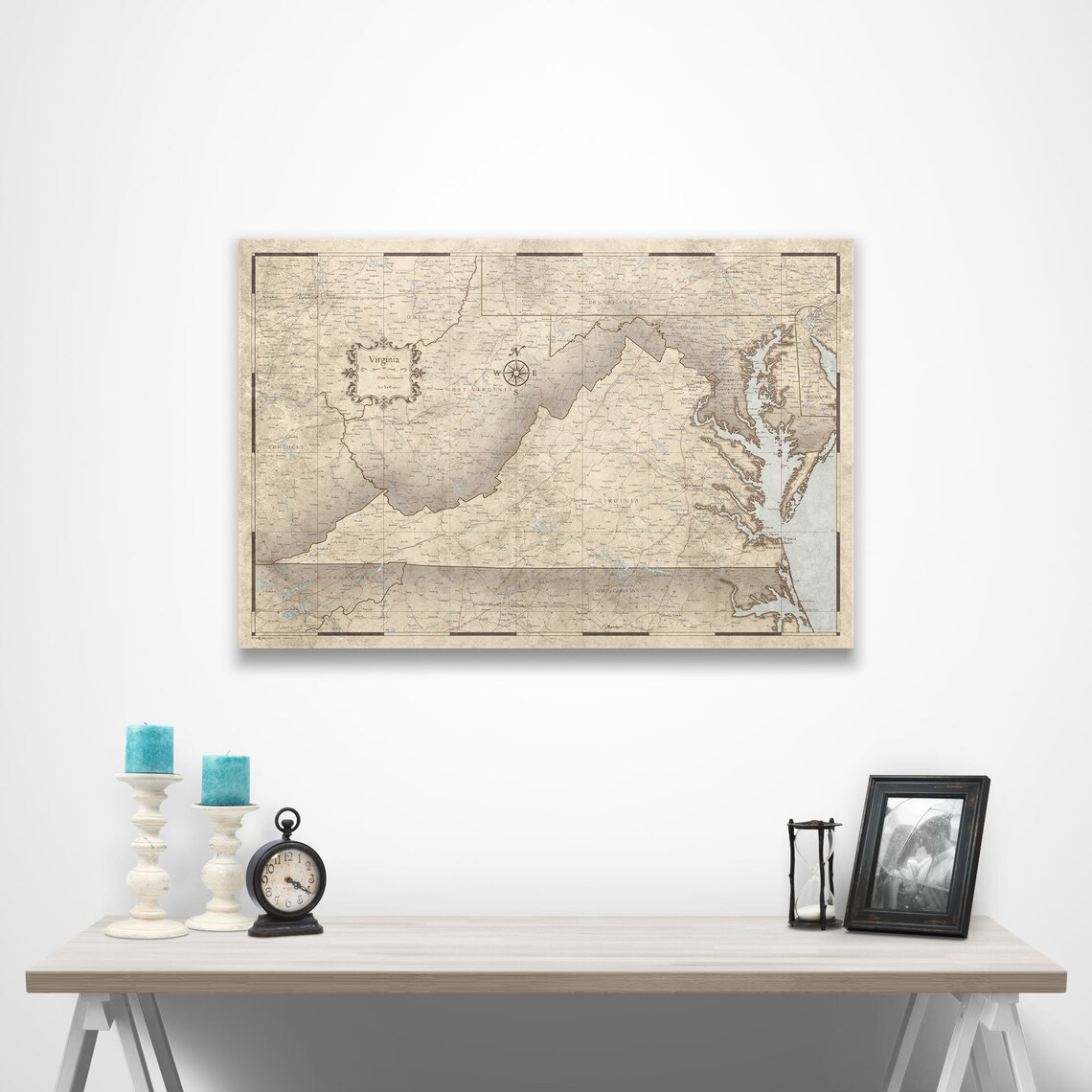 Virginia Map Poster Rustic Vintage Style Travel Map | Etsy