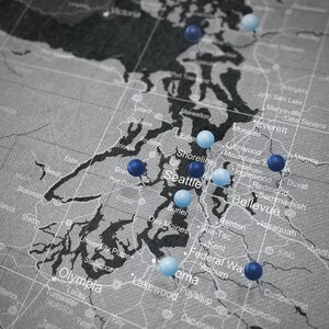 Washington Travel Push Pin State Map - Modern Cork Pin Board Canvas ...