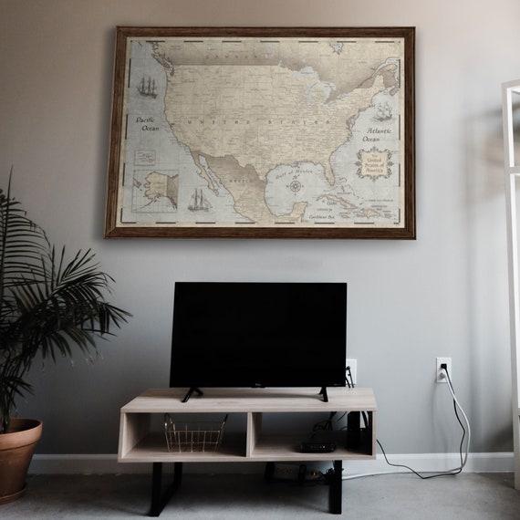 Rustic Vintage Map Poster USA Map | Etsy