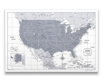 USA Map Poster Dark Gray Color Splash - Etsy