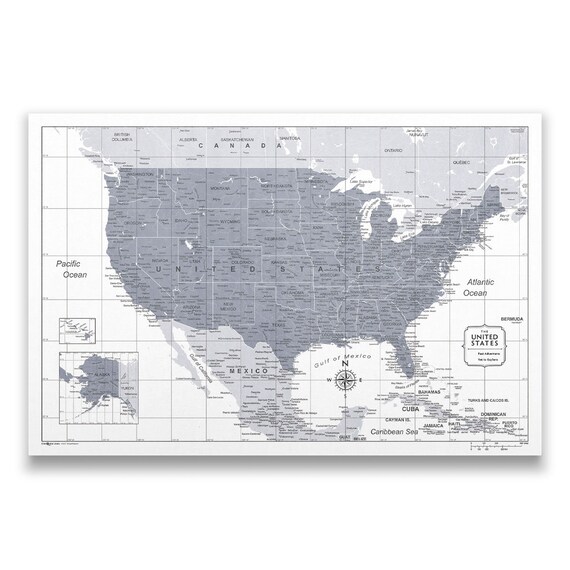 USA Map Poster Dark Gray Color Splash | Etsy